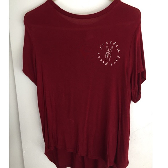 H&M | Tops | Plain Red Top With A Peace Sign | Poshmark